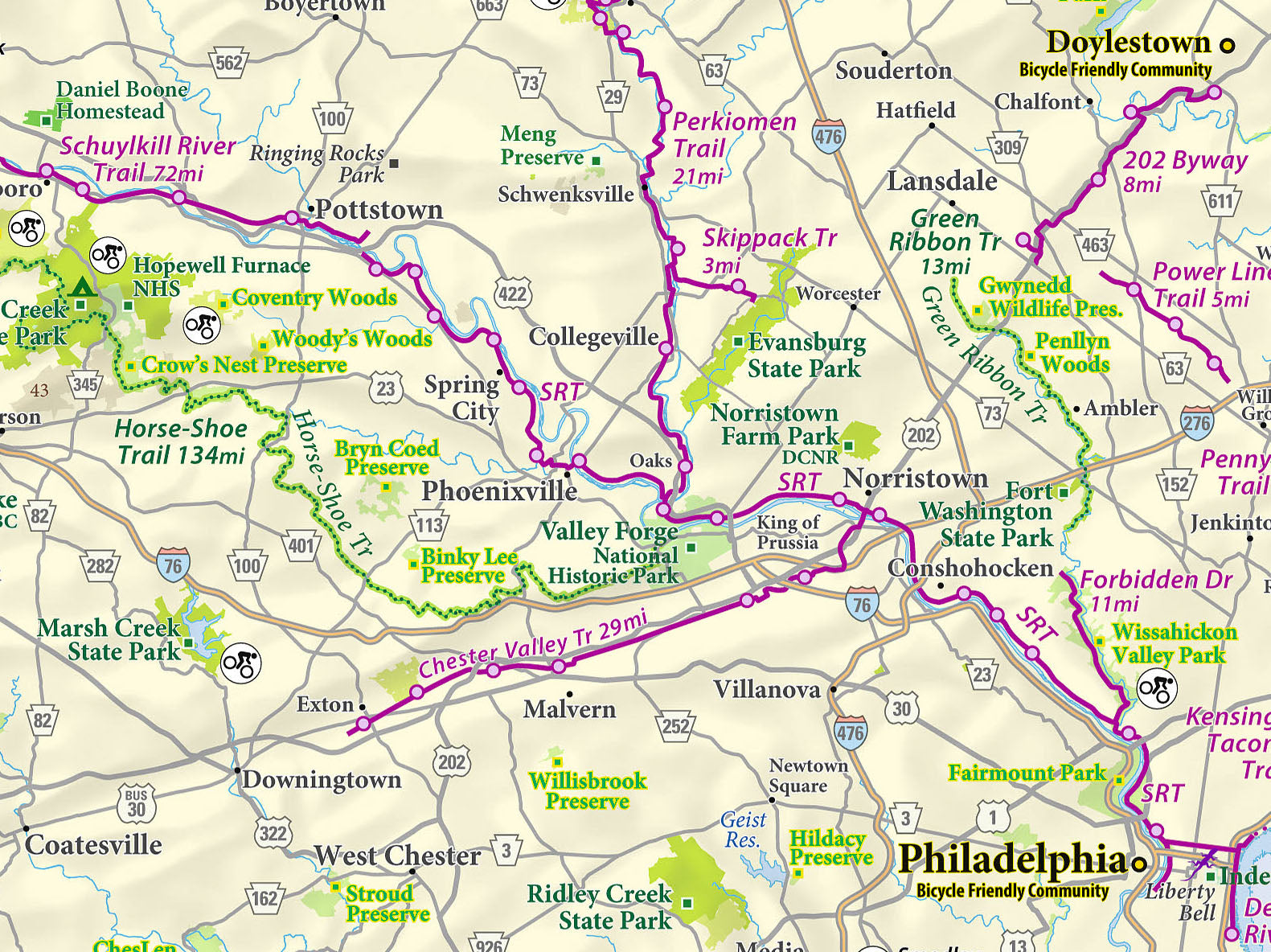 Pennsylvania Statewide Outdoor Recreation Lizard Map - Purple Lizard Maps