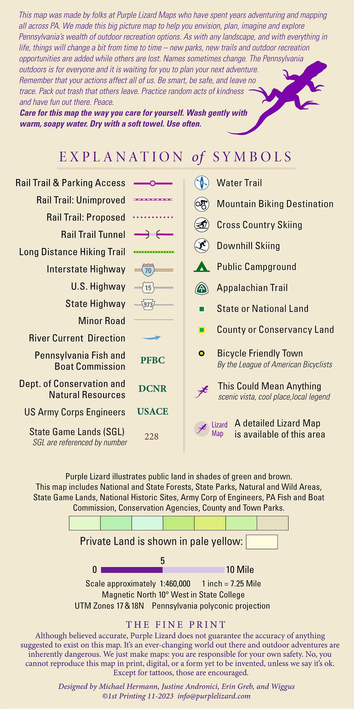 Pennsylvania Statewide Outdoor Recreation Lizard Map - Purple Lizard Maps