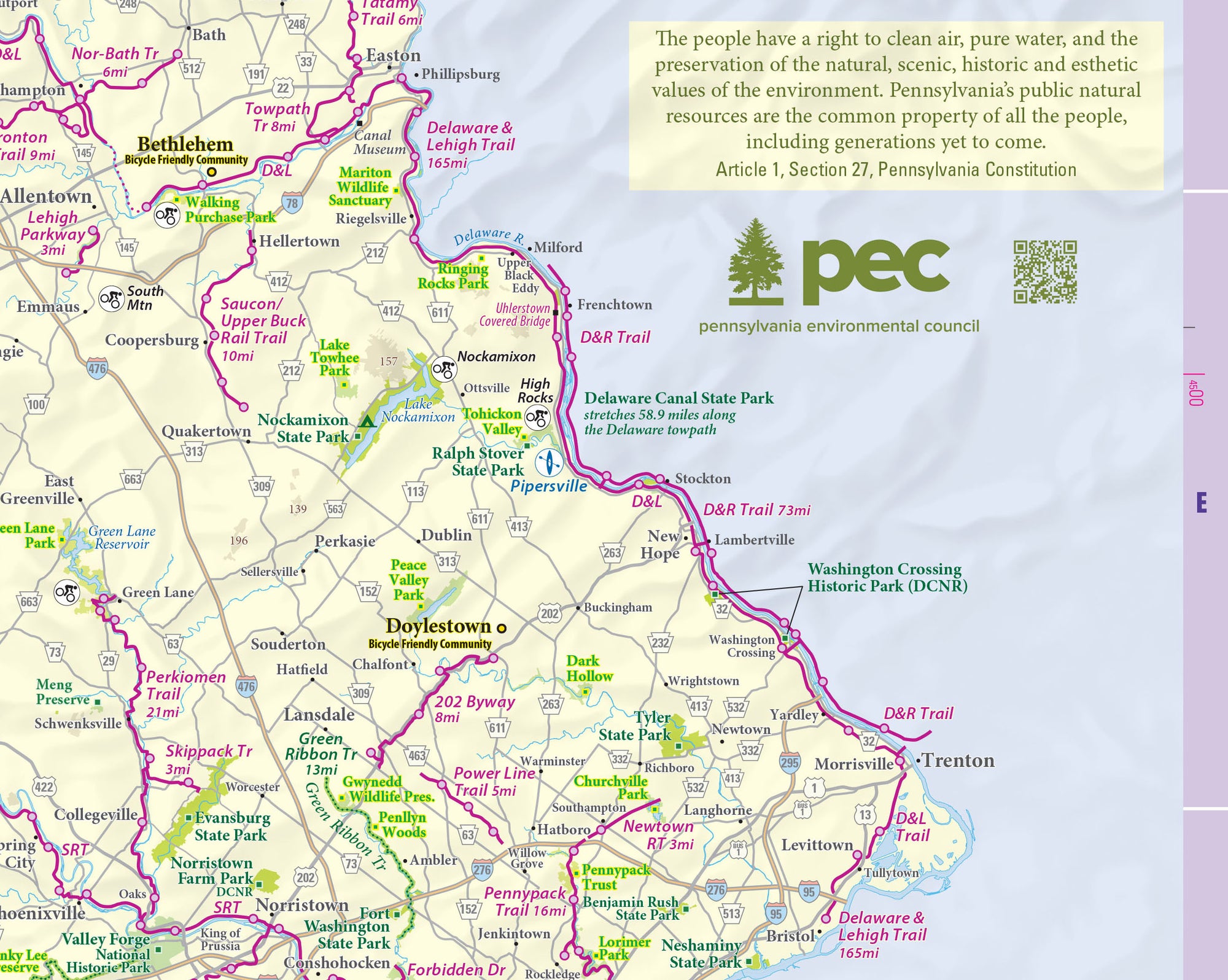 Pennsylvania Statewide Outdoor Recreation Lizard Map - Purple Lizard Maps