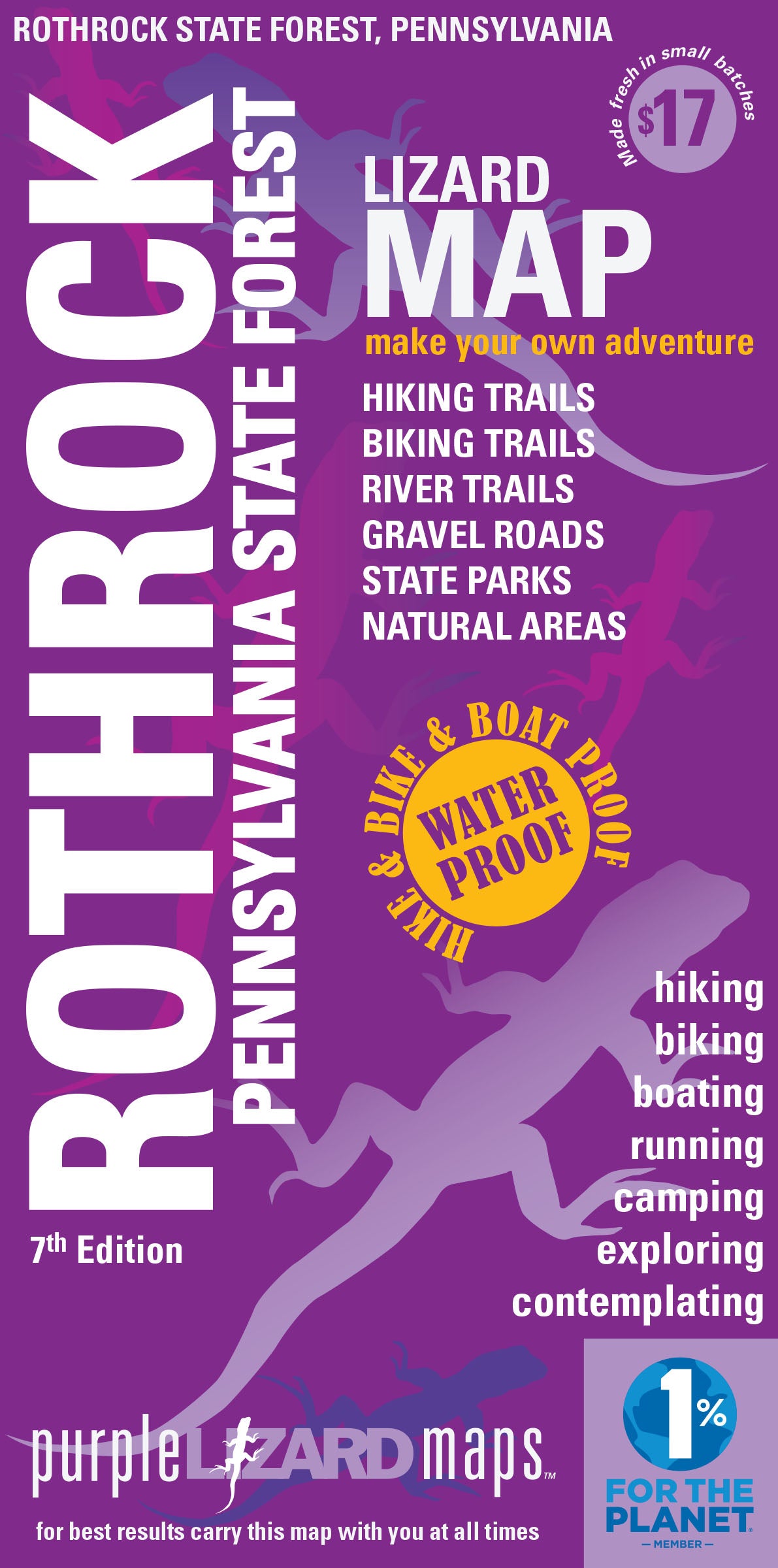 Rothrock Lizard Map, Pennsylvania - Purple Lizard Maps