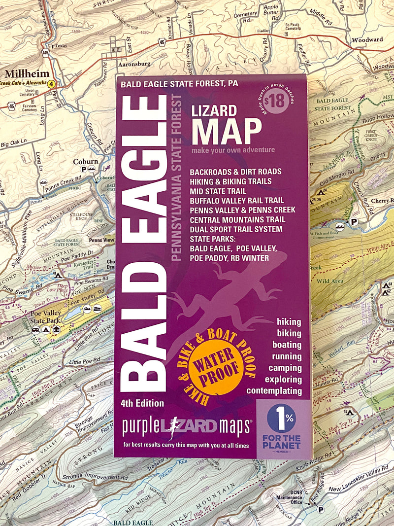 Bald Eagle Lizard Map, Pennsylvania - Purple Lizard Maps