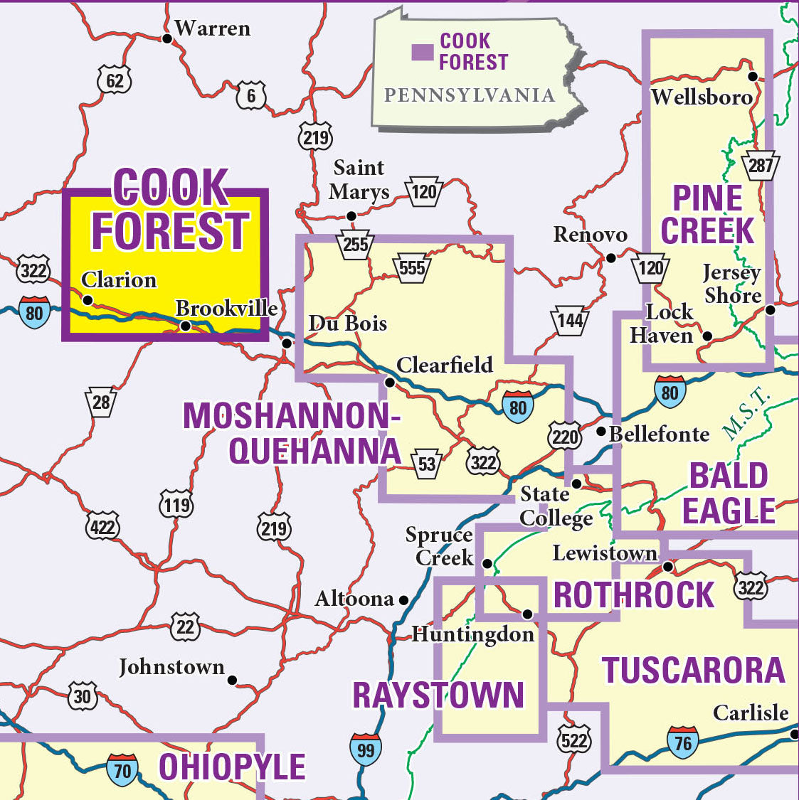 Cook & Clear Creek State Parks & Forests Lizard Map: Pennsylvania ...