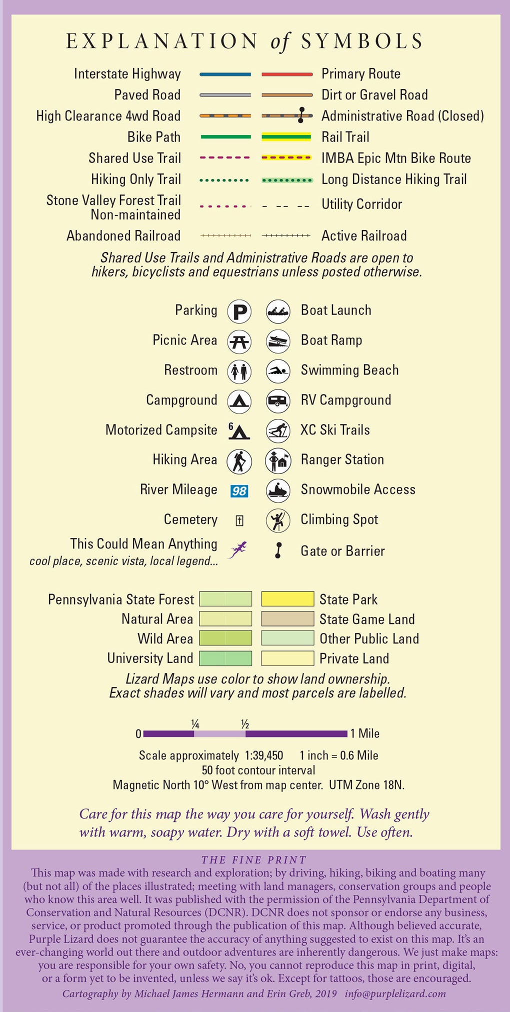 Rothrock Lizard Map, Pennsylvania - Purple Lizard Maps