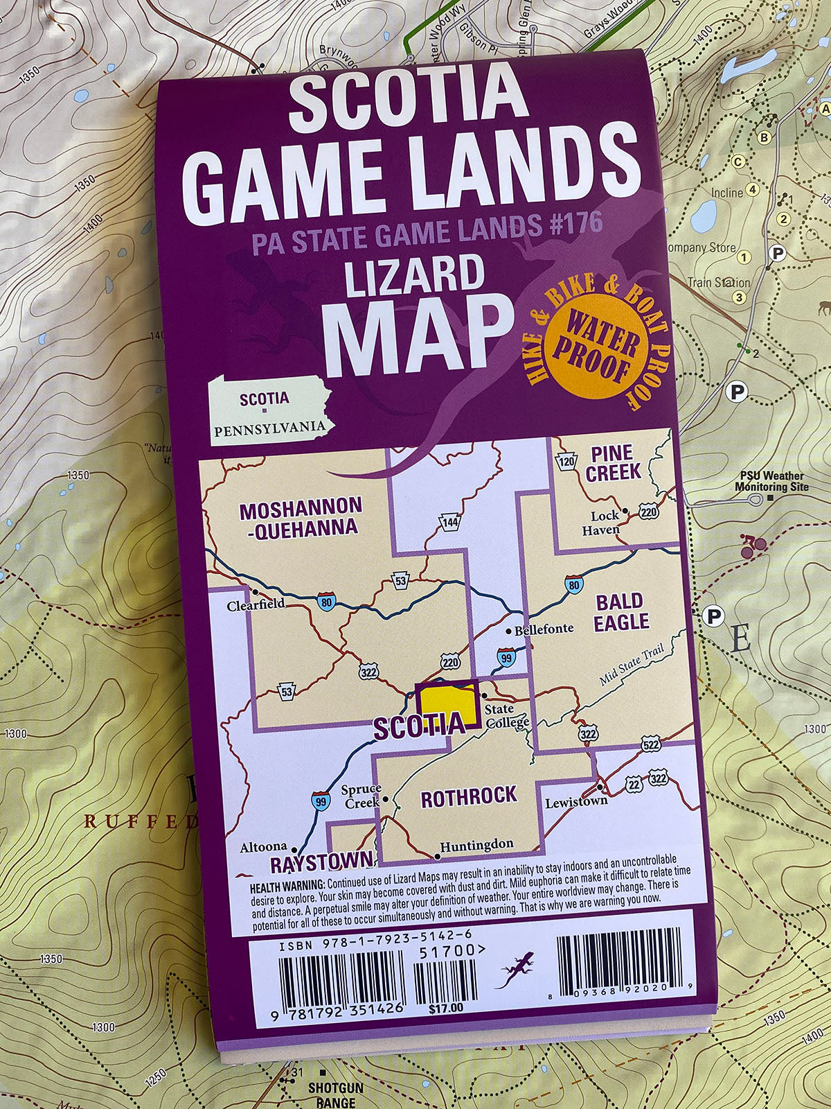 Scotia Game Lands Trails and History Map, PA - Purple Lizard Maps